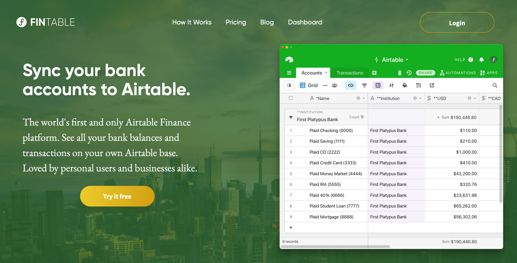 Fintable - Finances on Airtable - Airtable Universe