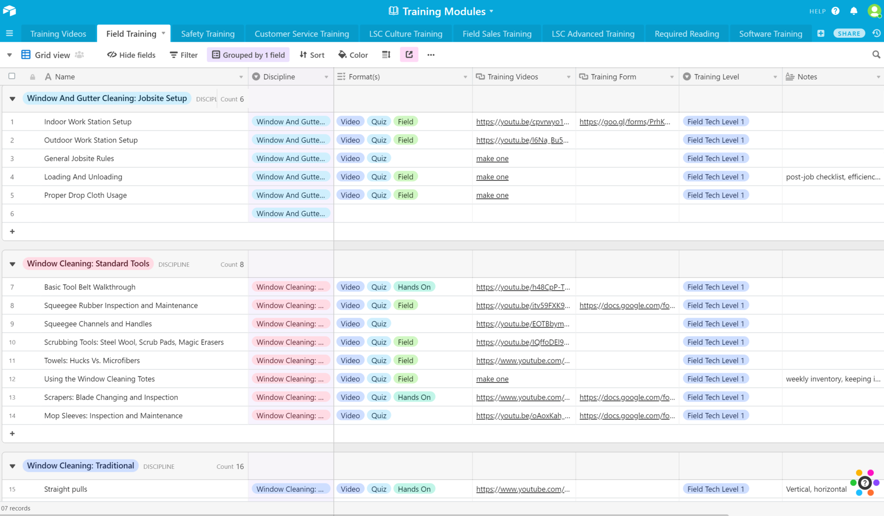 Service Business Training Modules - Airtable Universe