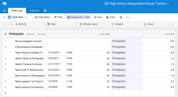 High School Independent Study Tracker - Airtable Universe