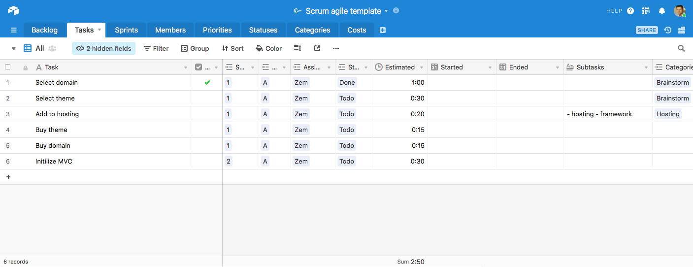 Scrum agile template - Airtable Universe